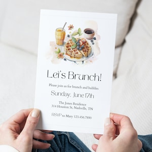 Editable Brunch Invitation, Let's Brunch Invitation, Picnic Birthday ...
