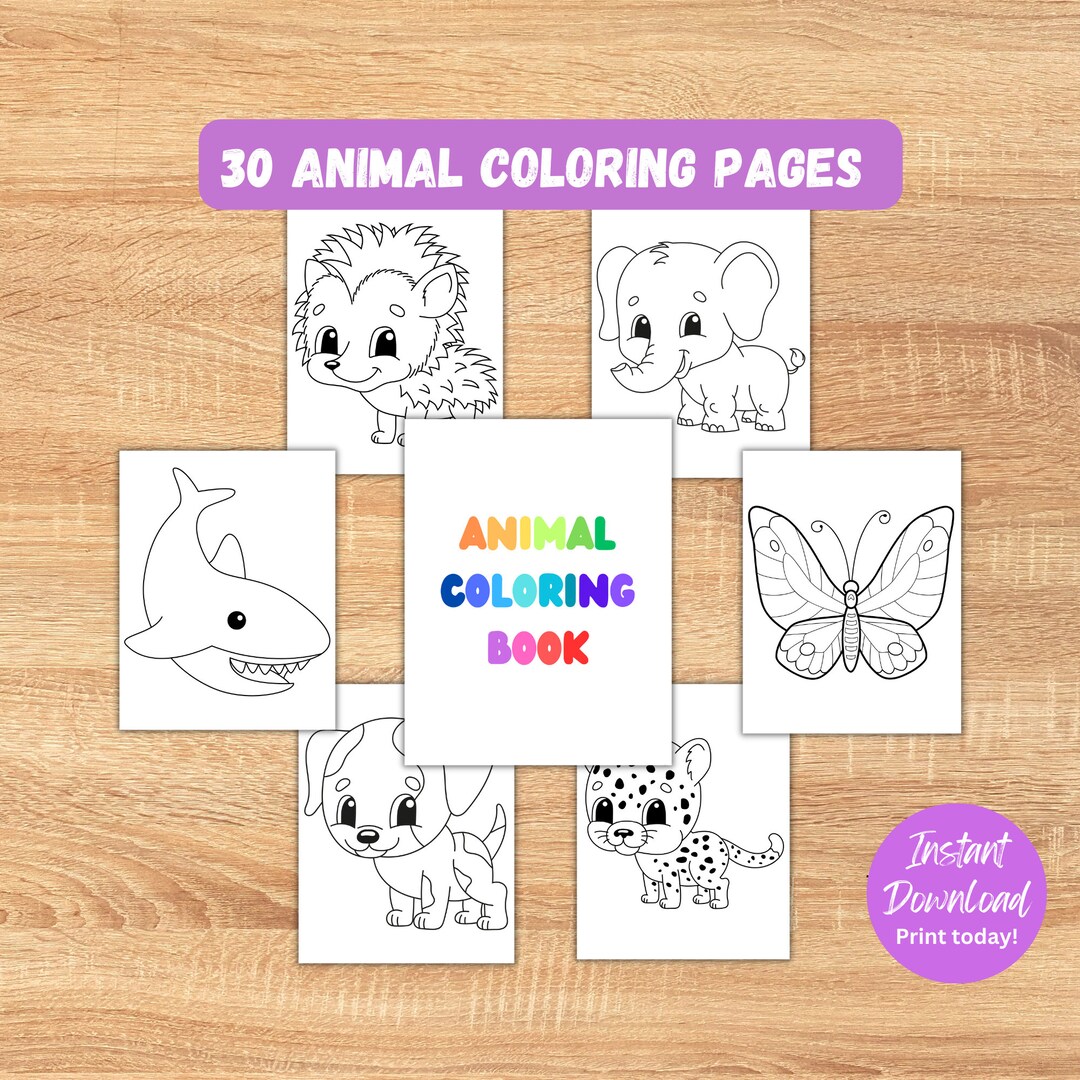 Coloring Pages for Kids, 30 Printable Animal Coloring Pages, Kids ...