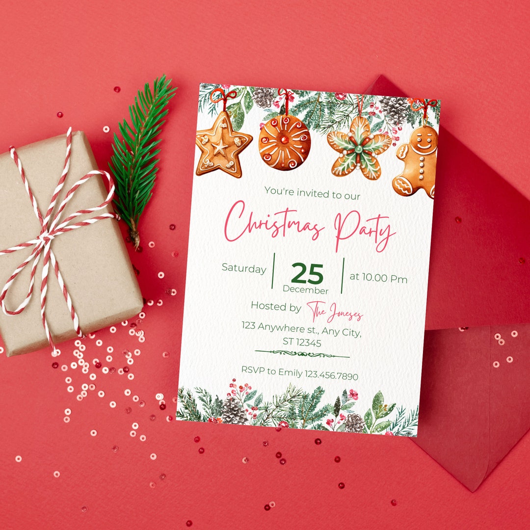 Editable Christmas Cookie Invitation, Christmas Cookie Party Invite ...