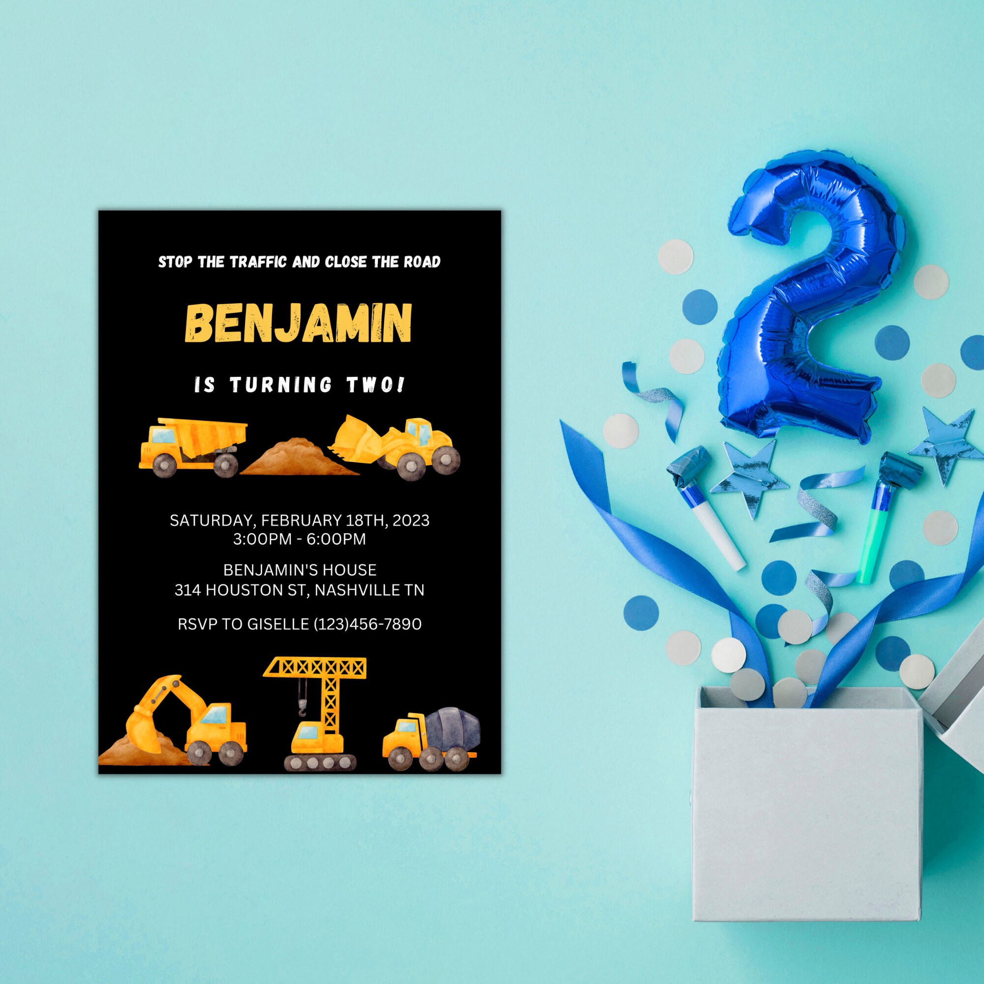 Editable Construction Invitation Construction Birthday - Etsy