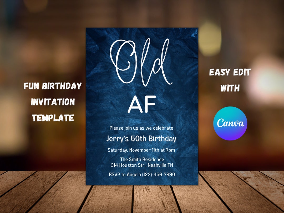Editable Adult Birthday Invitation For Men Funny Men Birthday Invite