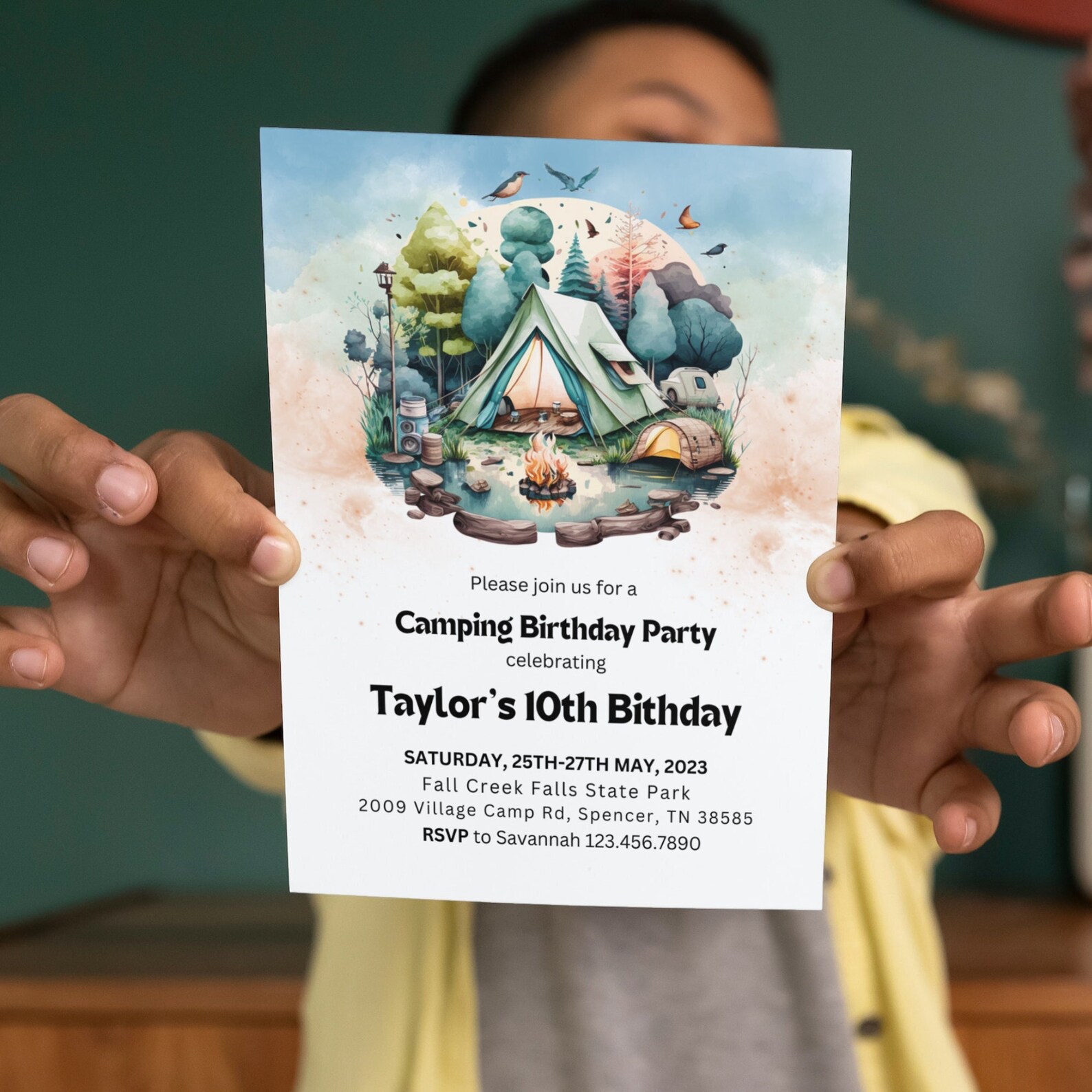 Camping Birthday Invitation Template, Camping Party Invitation, Camp ...