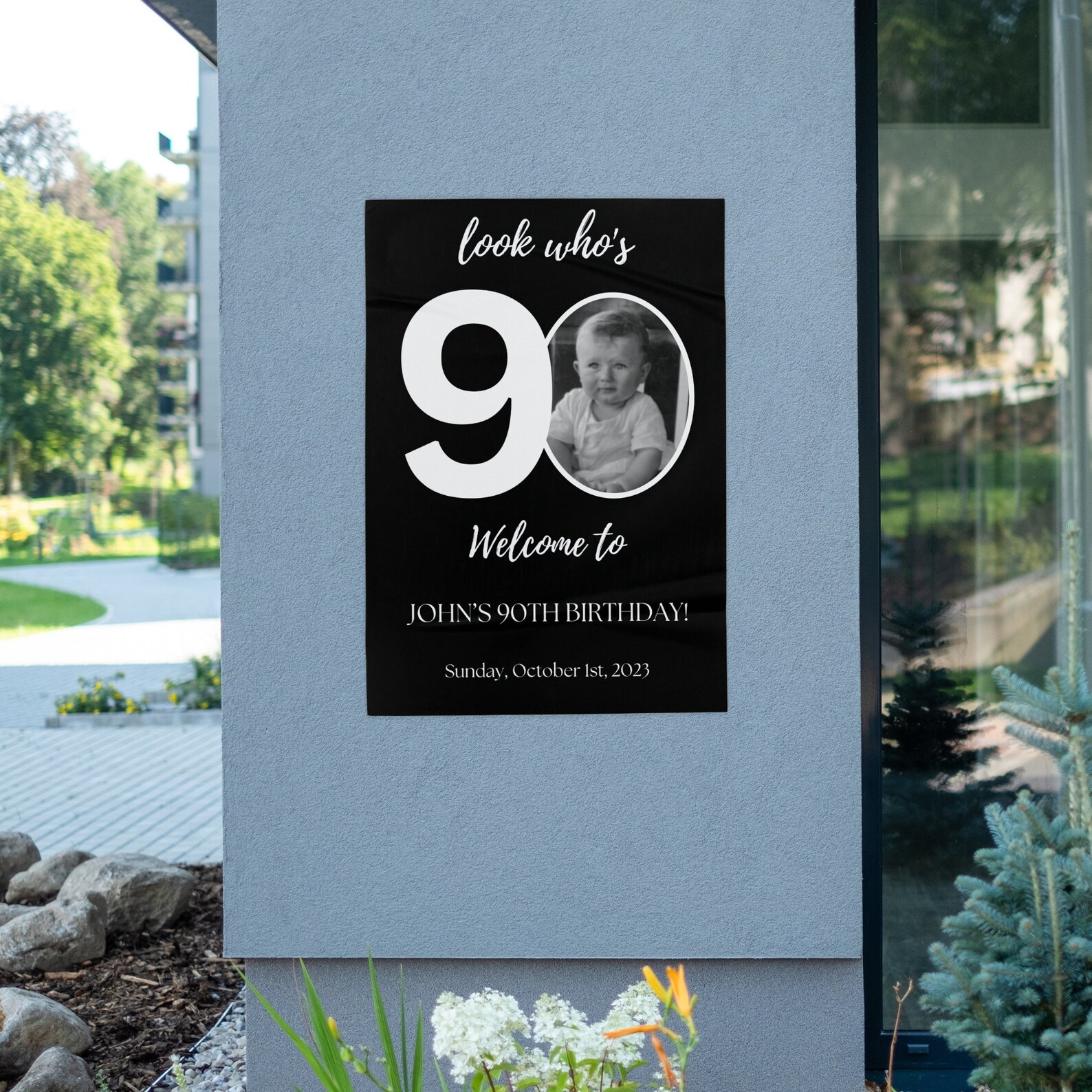 Editable 90th Birthday Welcome Sign, Modern Photo Poster (digital ...