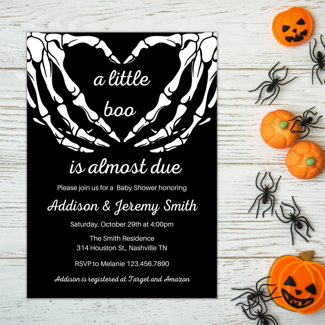 Halloween Baby Shower Invitation, Gothic Baby Shower Invite, A Little ...
