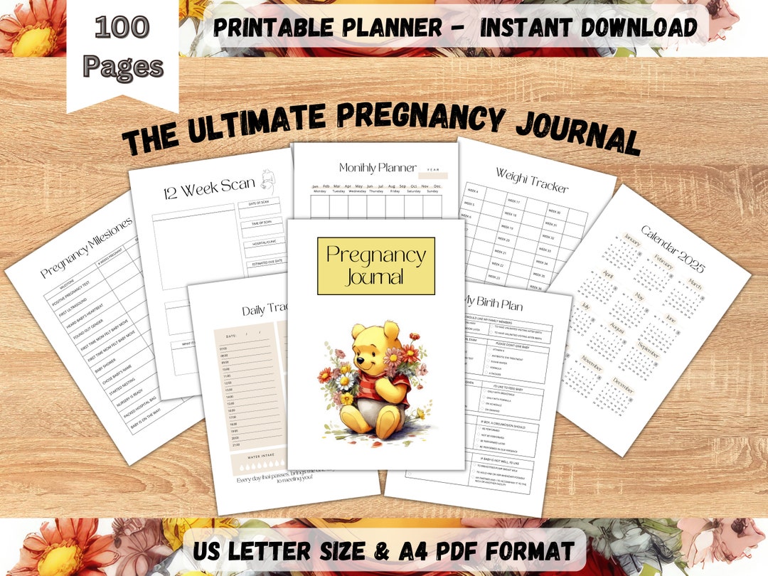 The Ultimate Pregnancy Journal, Printable Pregnancy Journal, Winnie the ...