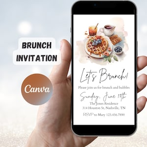Editable Brunch Invitation, Let's Brunch Invitation, Picnic Birthday ...