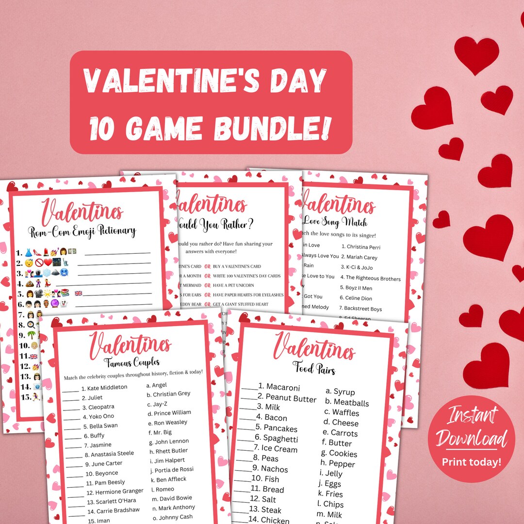 Valentine's Day Game Bundle | 10 Printable Valentine's Day Games ...
