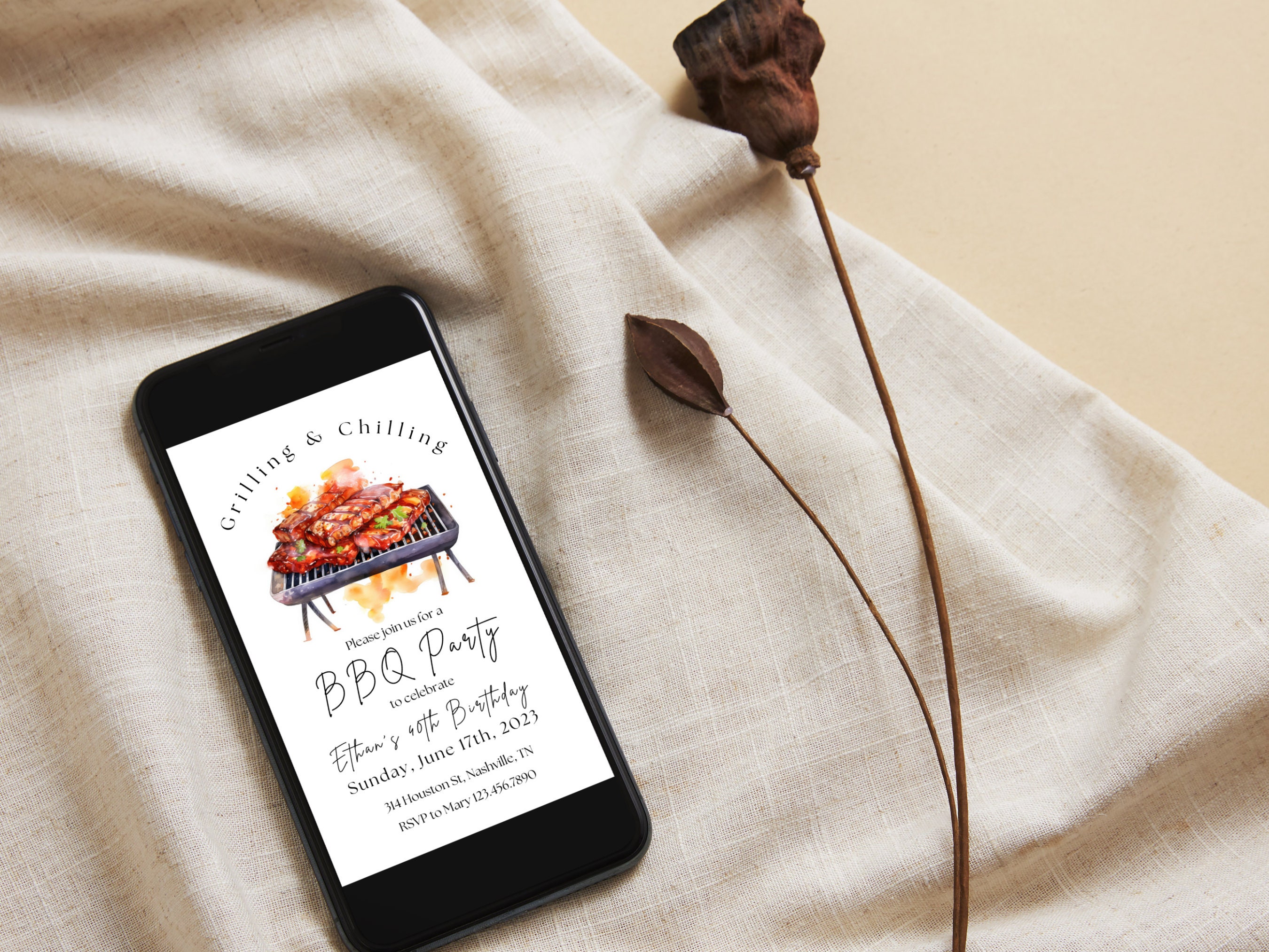 Editable BBQ Invitation, BBQ Birthday Invitation, Grill Invitation, BBQ ...