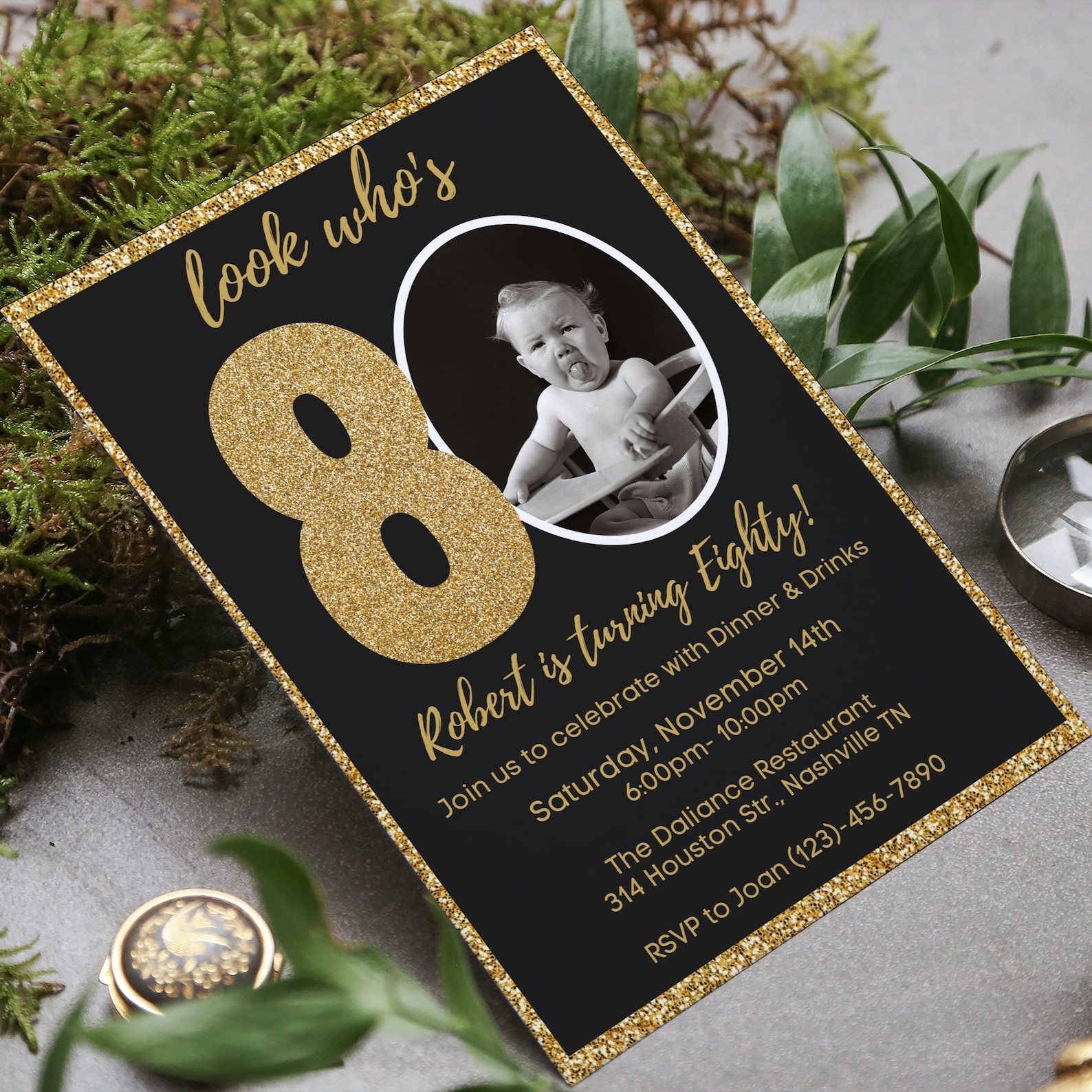 Editable 80th Invitation With Photo, Look Who's 80, 80th Birthday ...