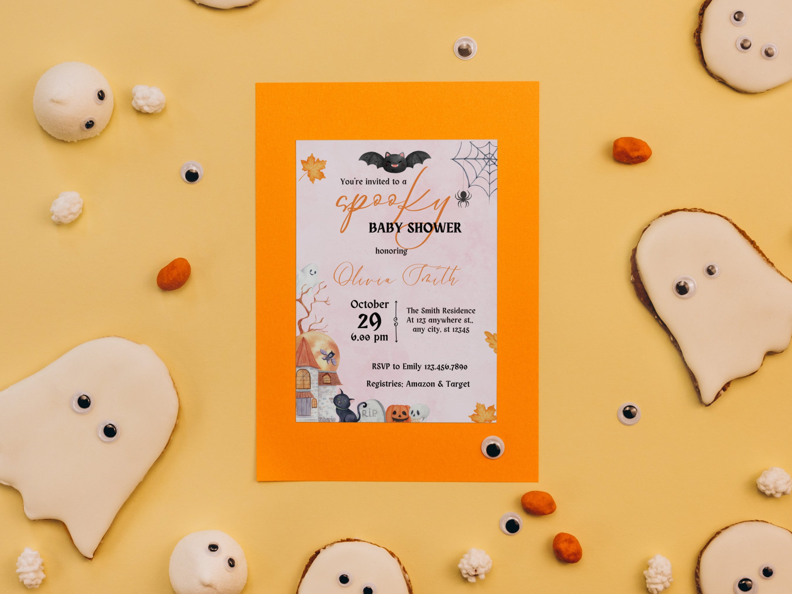Editable Spooky Halloween Baby Shower Invitation, Girl Halloween Baby ...