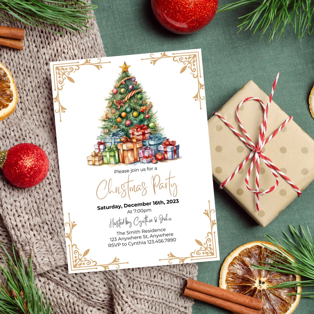 Editable Christmas Party Invitation, Christmas Eve Party Invitation ...