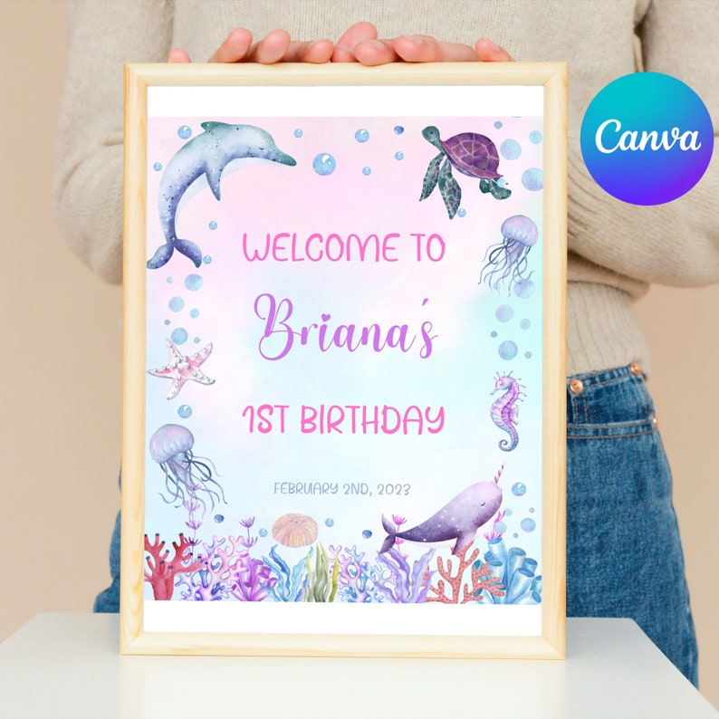 Under the Sea Birthday Welcome Sign Template Editable Under - Etsy