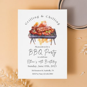 Editable BBQ Invitation, BBQ Birthday Invitation, Grill Invitation, BBQ ...