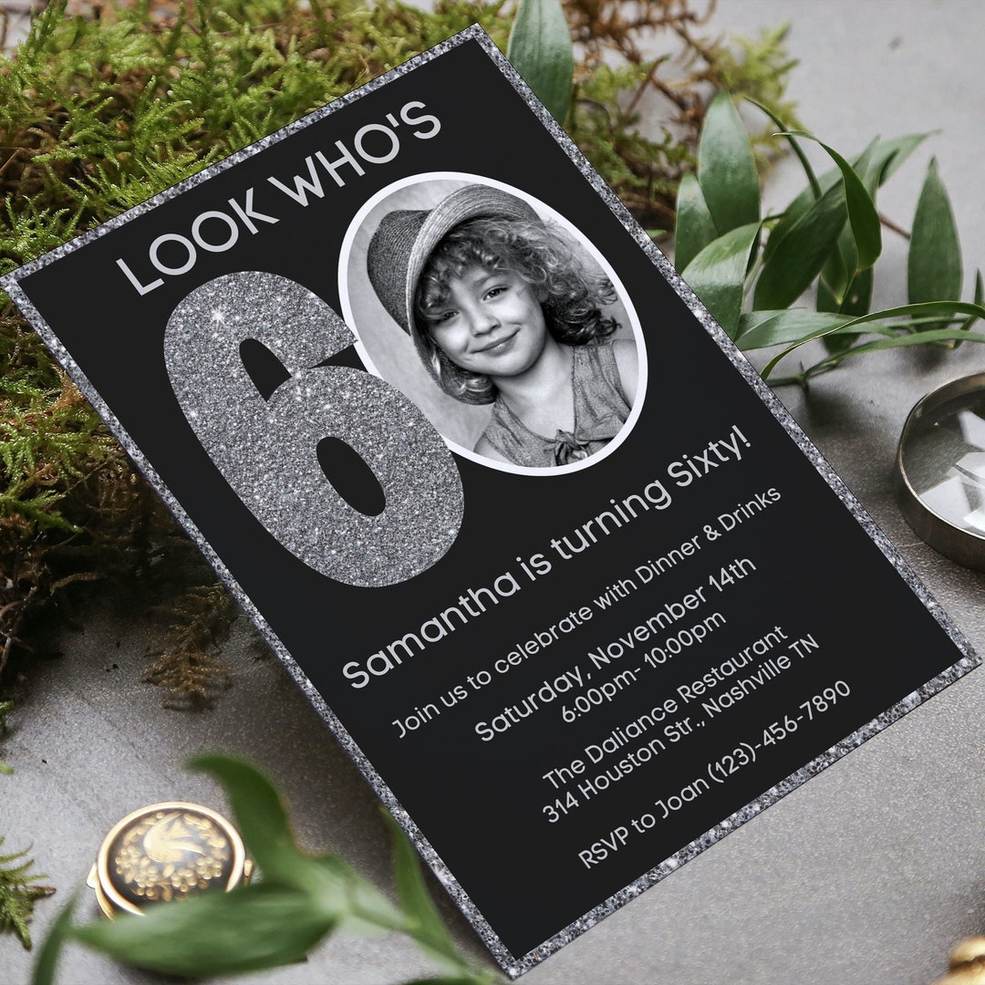 Editable 60th Invitation With Photo, Look Who's 60, 60th Birthday ...