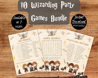 Printable Wizards Party Games Bundle Kids Activities Instant - Etsy