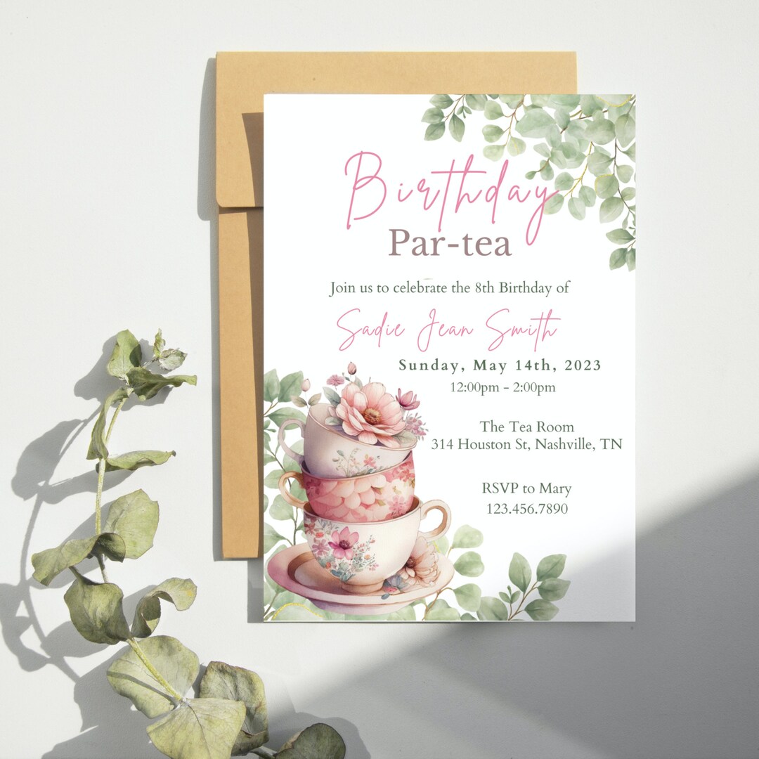Birthday Par-tea, Tea Party Invitation Template, High Tea Party Invite ...