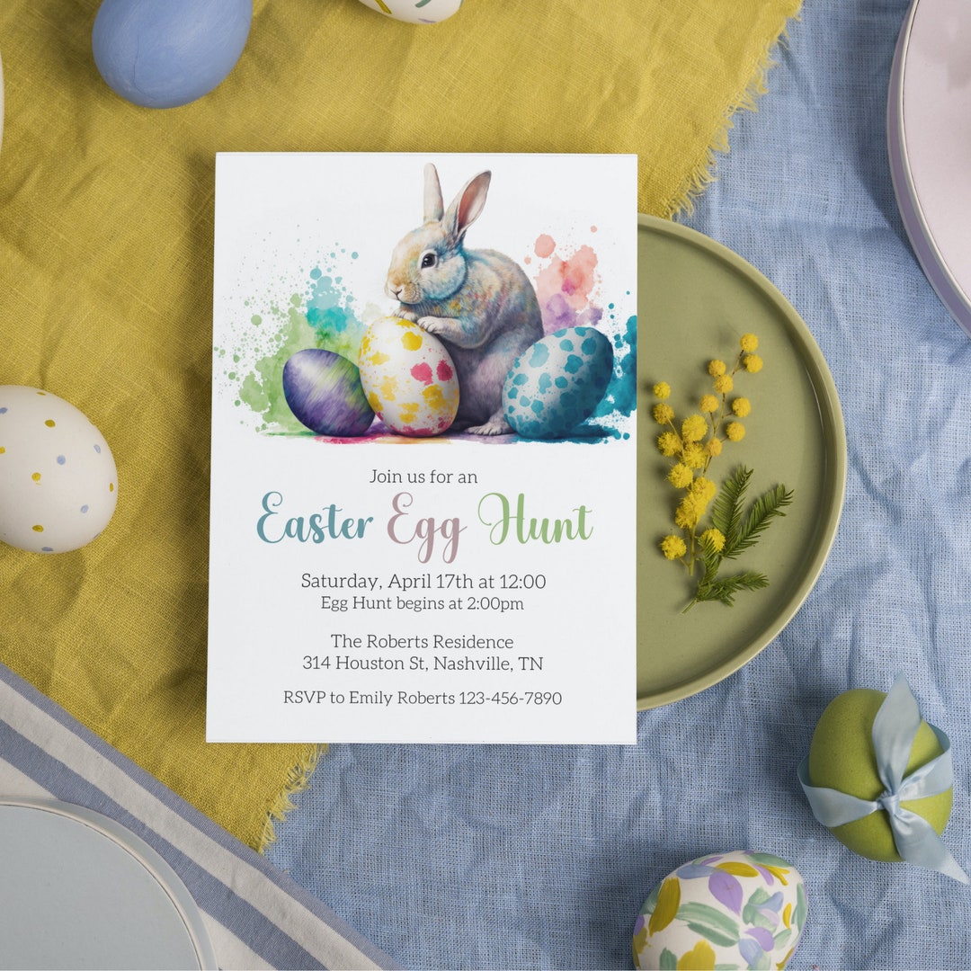 Easter Egg Hunt Invitation Template, Easter Brunchnt, Easter Party ...