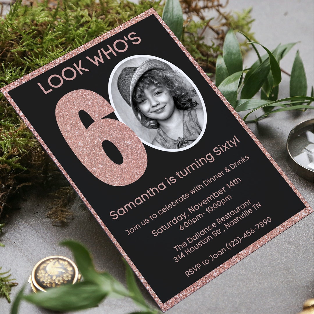 Editable 60th Invitation With Photo, Look Who's 60, 60th Birthday ...