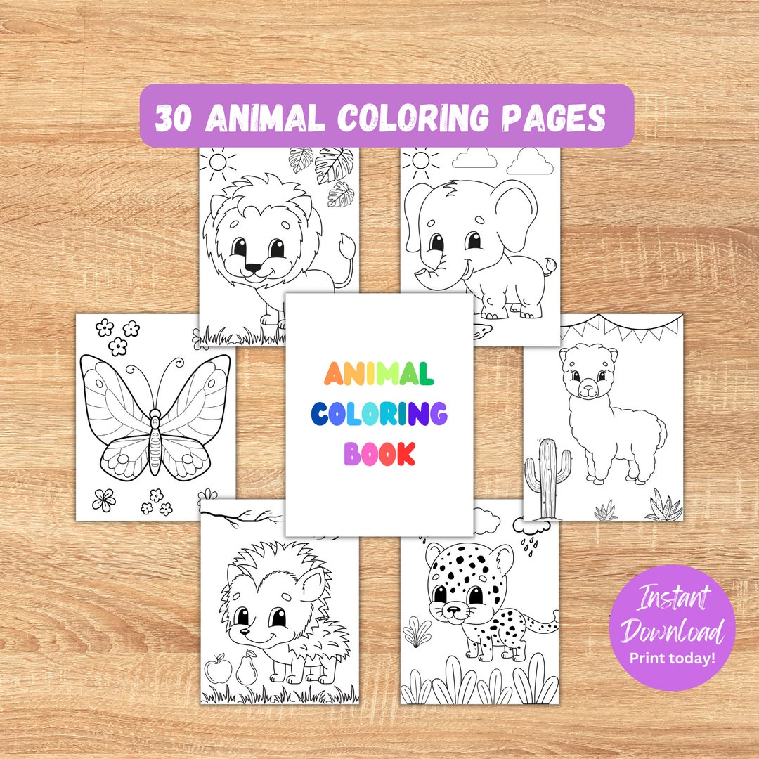Coloring Pages for Kids, 30 Printable Animal Coloring Pages, Kids ...
