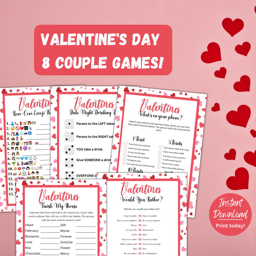 Valentine's Day Couples Game Bundle | 8 Printable Valentine's Day ...
