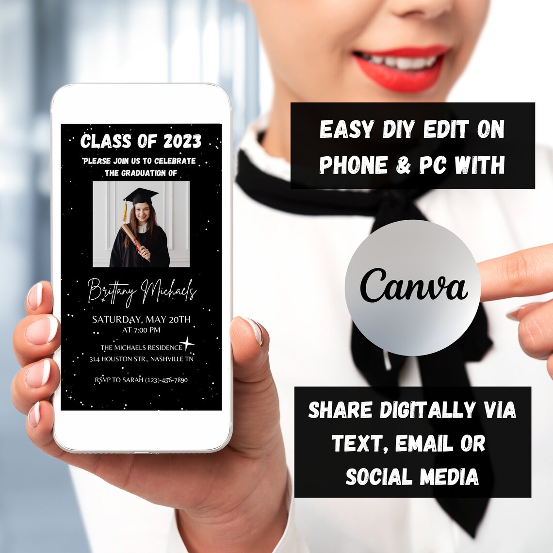 Animated Graduation Invitation, 2023 Graduation Party Invitation ...