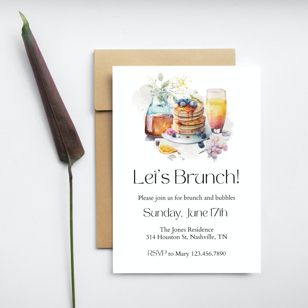Editable Brunch Invitation, Let's Brunch Invitation, Picnic Birthday ...
