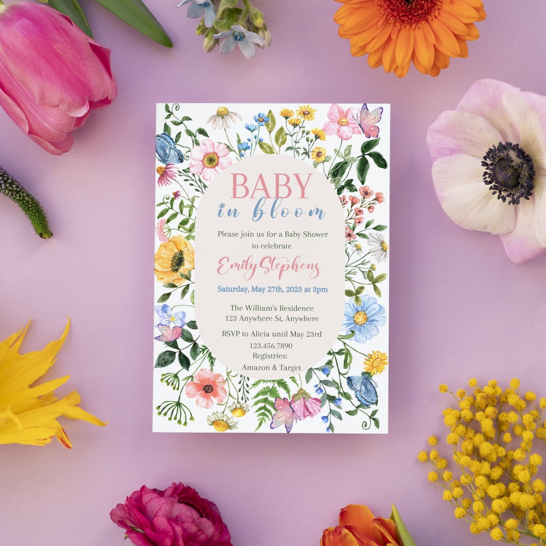 Baby in Bloom Invitation, Baby in Bloom Baby Shower Invitation, Floral ...
