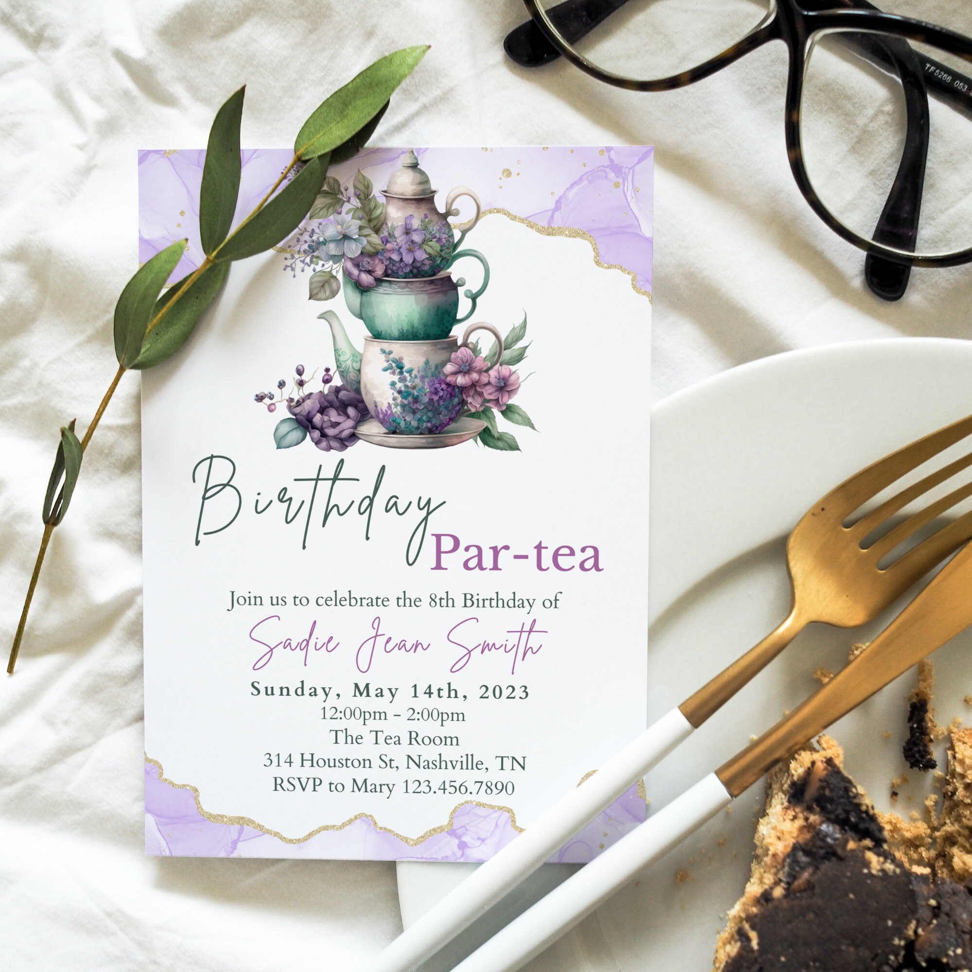 Birthday Par-tea Tea Party Invitation Template High Tea - Etsy