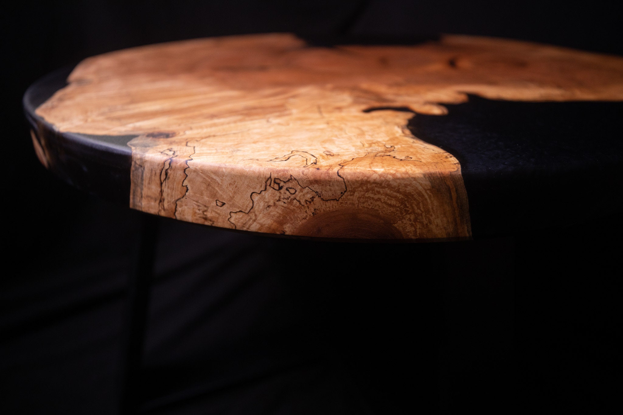 Spalted Maple and Black Epoxy Circular Coffee Table - Etsy