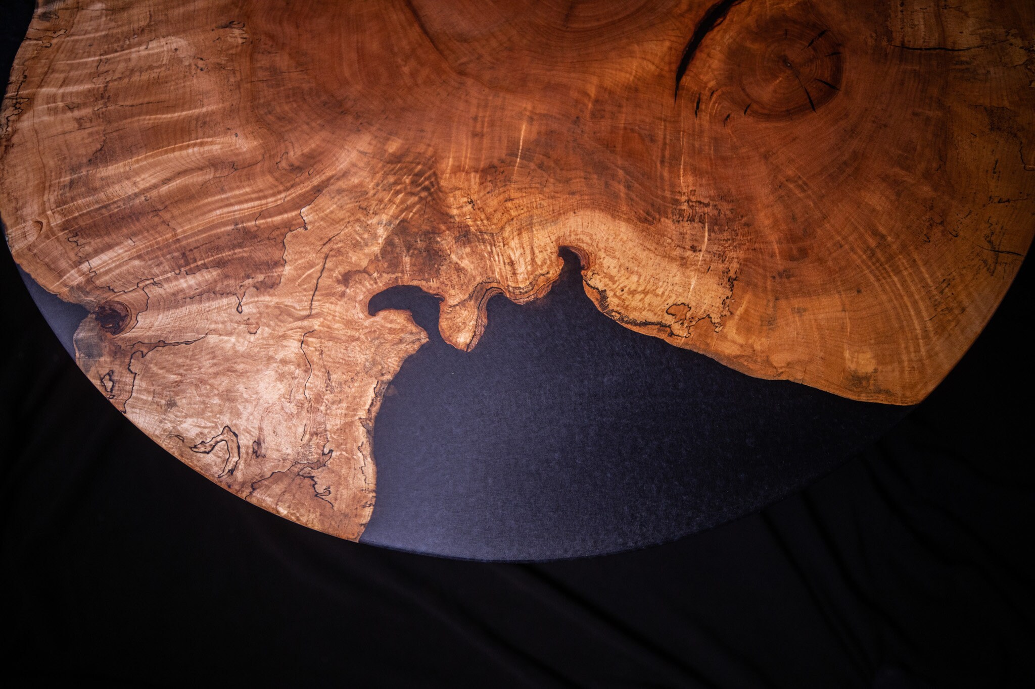 Spalted Maple and Black Epoxy Circular Coffee Table - Etsy