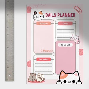 Pink Cute Cat Daily Planner – A4 Digital & Printable PDF - Etsy
