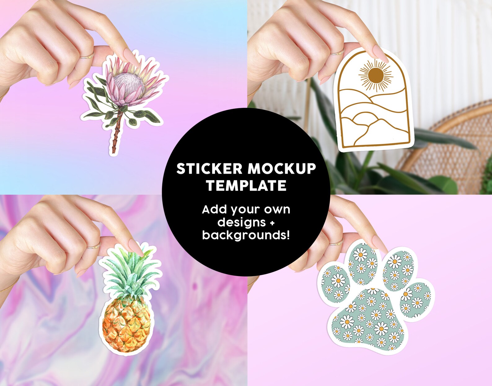 Decal Mockup Cute Sticker Mockups Isolated Hand Holding - Etsy