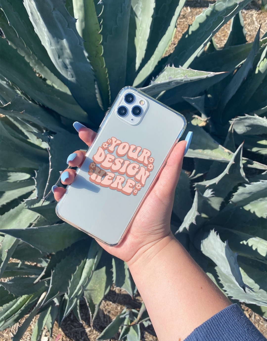Clear Phone Case Mockup With Cactus Background in PSD Photoshop File ...