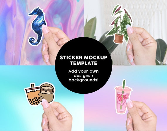 Decal Mockup Cute Sticker Mockups Isolated Hand Holding | Etsy