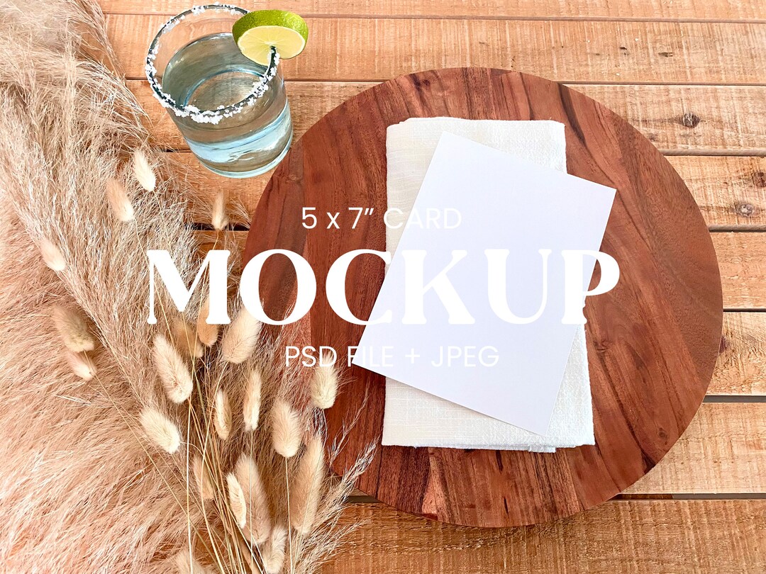 5x7 Menu Card Mockup in JPEG + PSD File Format With Smart Object. Boho ...