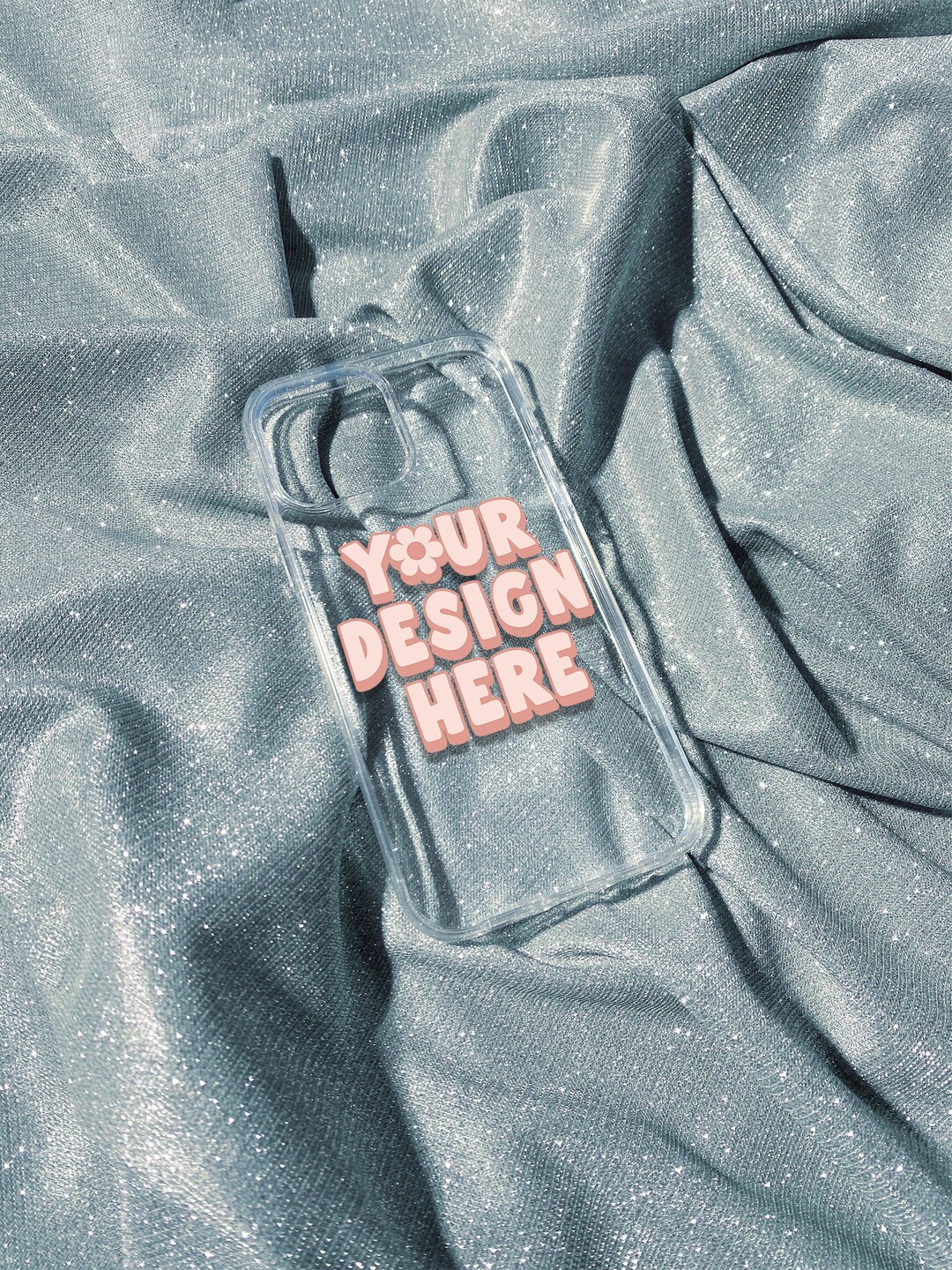 Sparkly Blue Clear Phone Case Mockup, Clear iPhone Case Mock up Stock ...