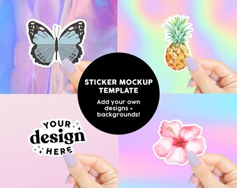 Decal Mockup Cute Sticker Mockups Isolated Hand Holding | Etsy