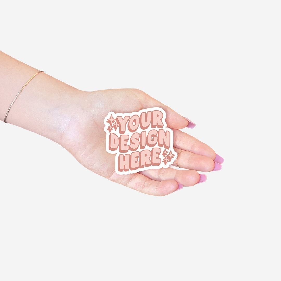 Decal Mockup, Cute Sticker Mockups, Isolated Hand Holding Sticker ...