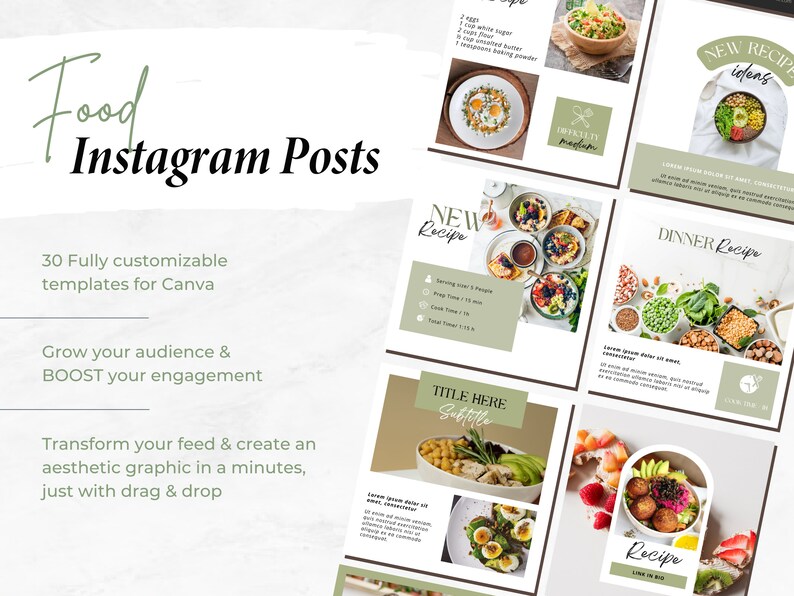 Food Instagram Template | Dietician Instagram Posts | Food Blogger ...