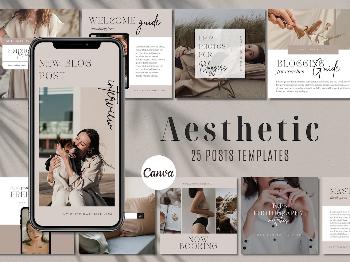 25 Aesthetic Instagram Post Templates Social Media Templates - Etsy