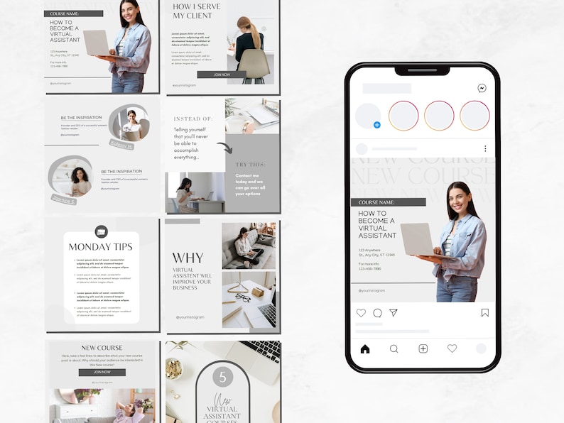 Virtual Assistant Instagram Post Template Instagram Virtual - Etsy