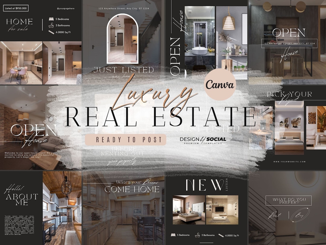 Real Estate Instagram Templates for Canva | Luxury Realtor Templates ...