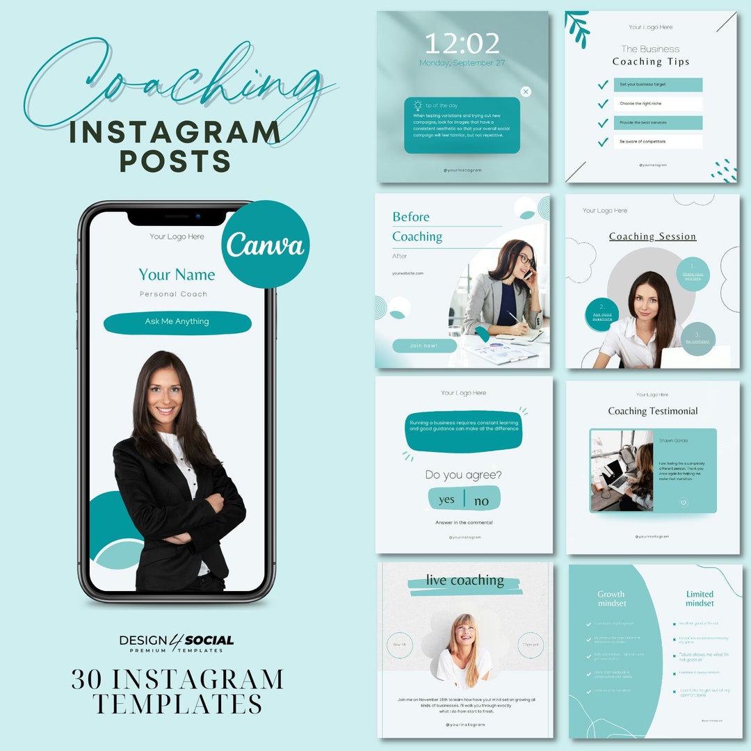 30 Coaching Instagram Post Templates for Canva | Blogger Template| Life ...