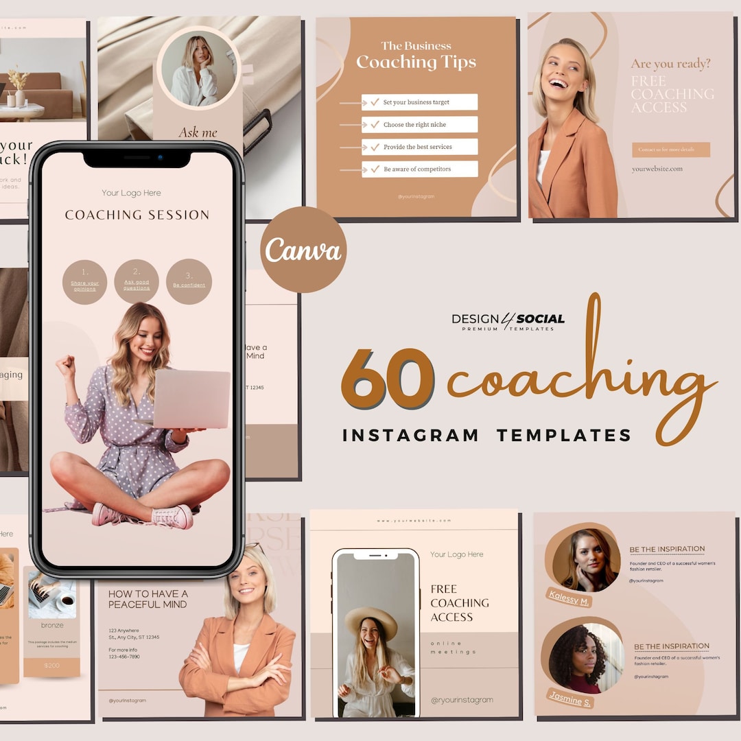 60 Coaching Instagram Templates for Canva | 30 Posts and 30 Stories ...