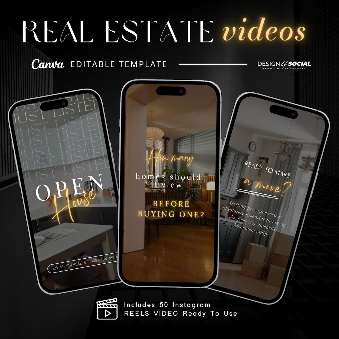 50 Real Estate Instagram Video Reels for Canva | Luxury Realtor ...