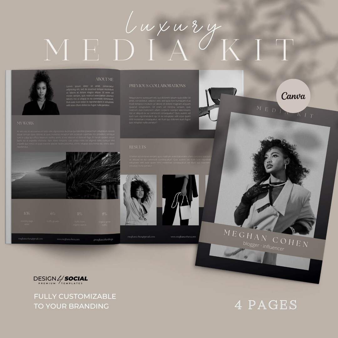 4 Page Influencer Media Kit Template| Influencer Press Kit | Instagram ...
