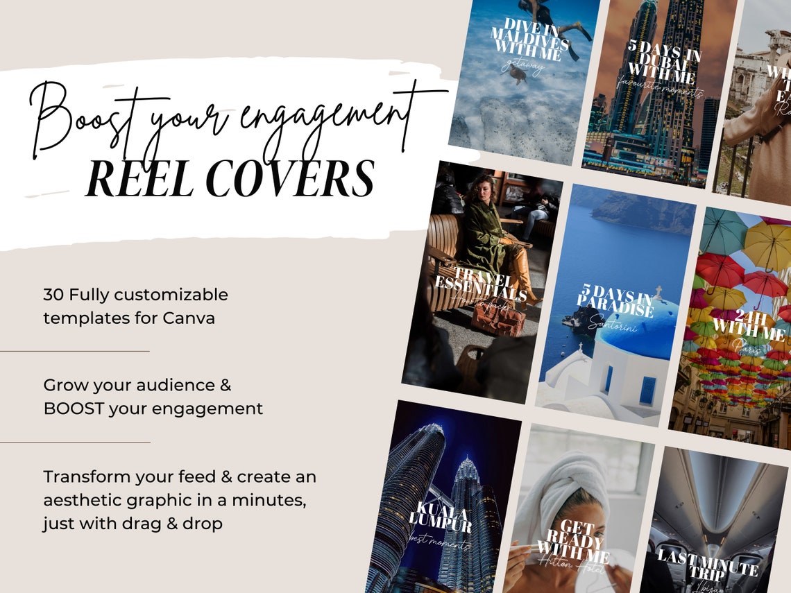 30 Instagram Reel Templates Travel Reel Covers Reel Cover - Etsy