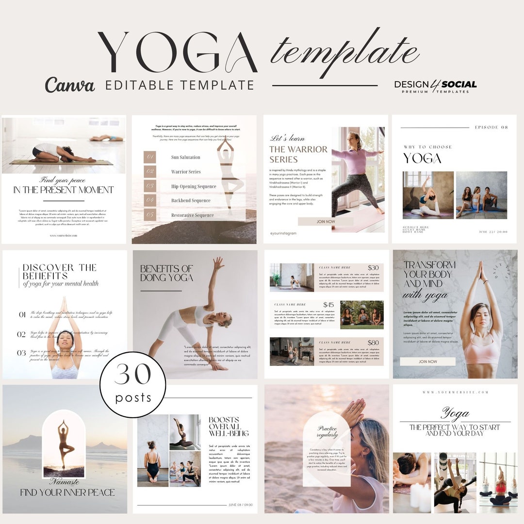 Instagram Yoga Posts Templates | Yoga Social Media Posts | Canva ...