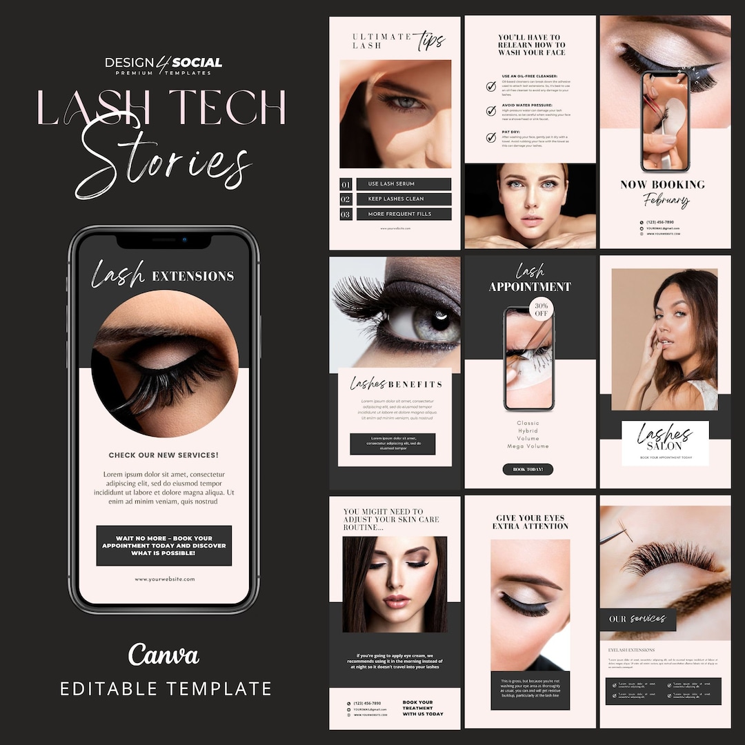 Instagram Lash Stories Template | Lash Extension | Lash Tech Social ...