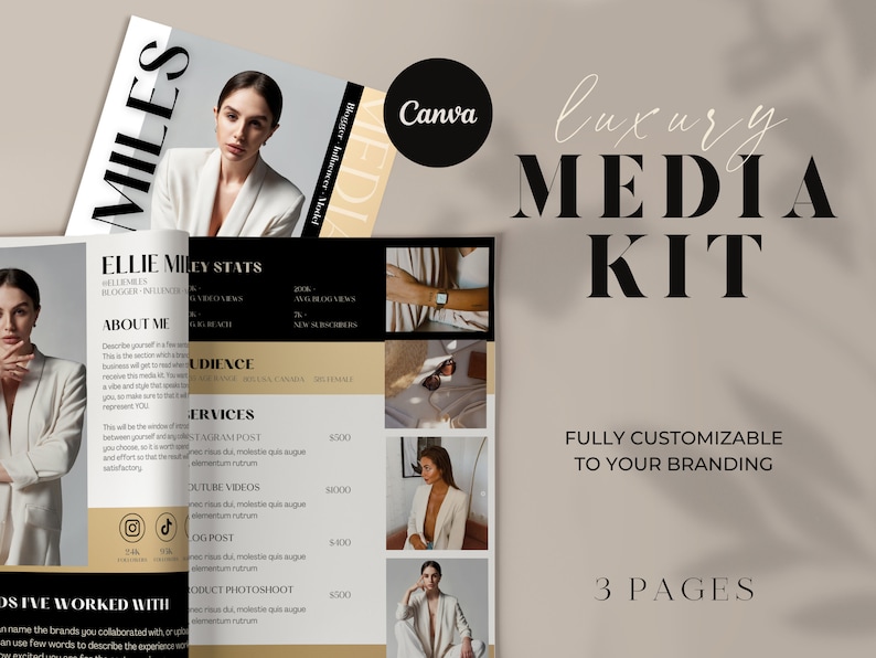 Media Kit Template Canva Influencer Media Kit Social Media - Etsy
